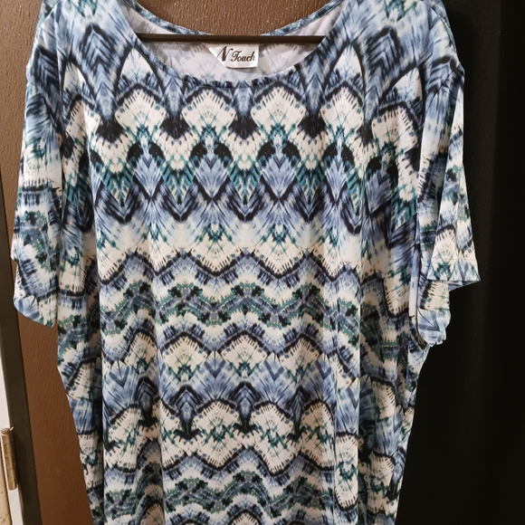 Tops | Ntouch Blue And White Design Shirt | Poshmark